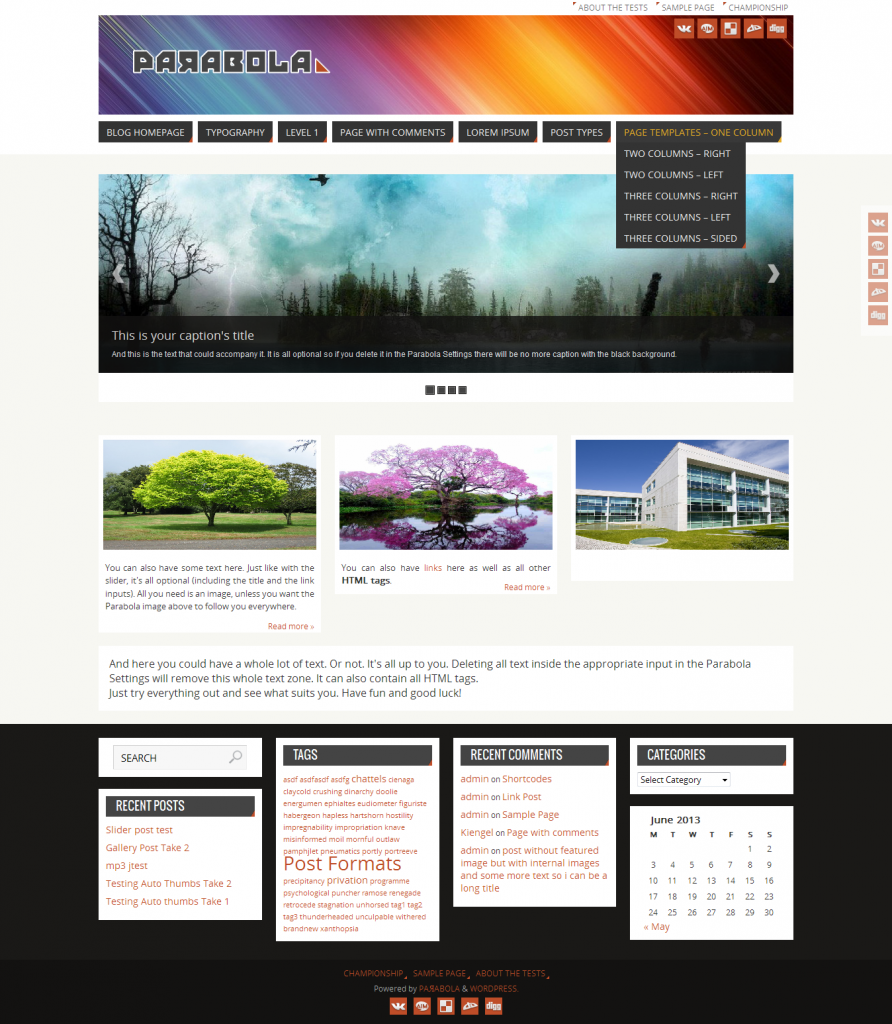 Parabola Theme beta preview • Cryout Creations